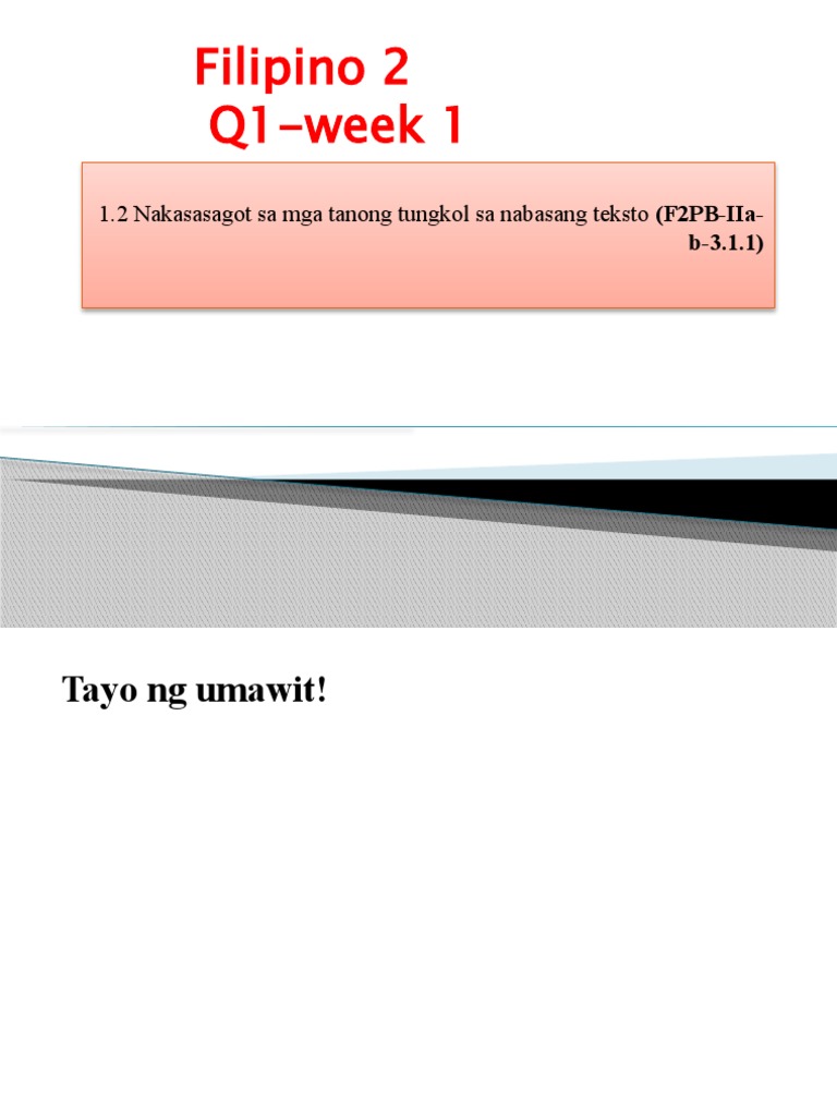 Filipino Q1 Week 1 | PDF