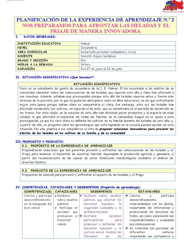 Eda 2 Planificador 5 DPCC | PDF | Evaluación | Aprendizaje