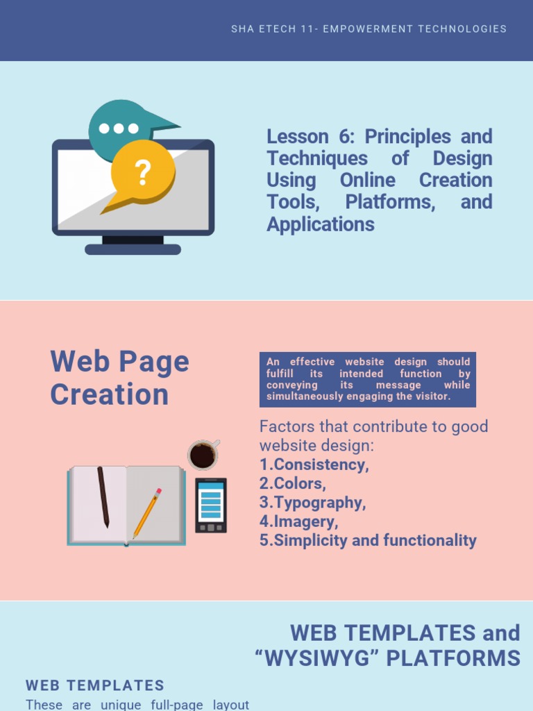 Lesson 6: Principles and Techniques of Design Using Online Creation Tools, Platforms, and ...