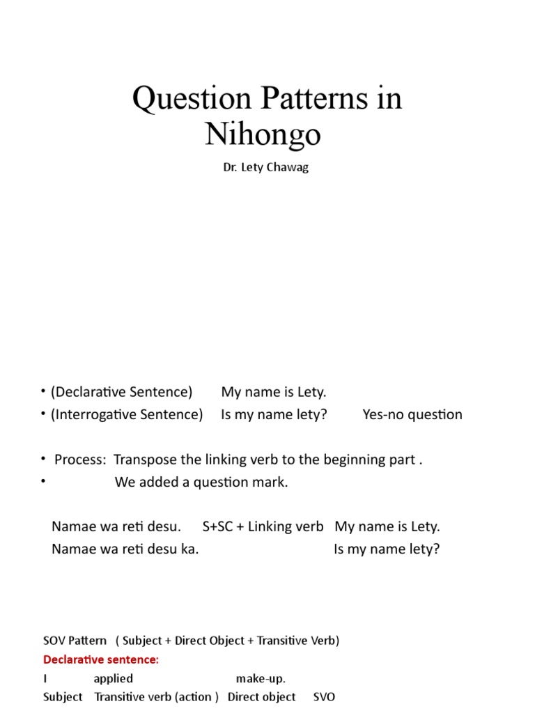 Question Patterns in Japanese: A Guide to Forming Yes-No and W-H ...