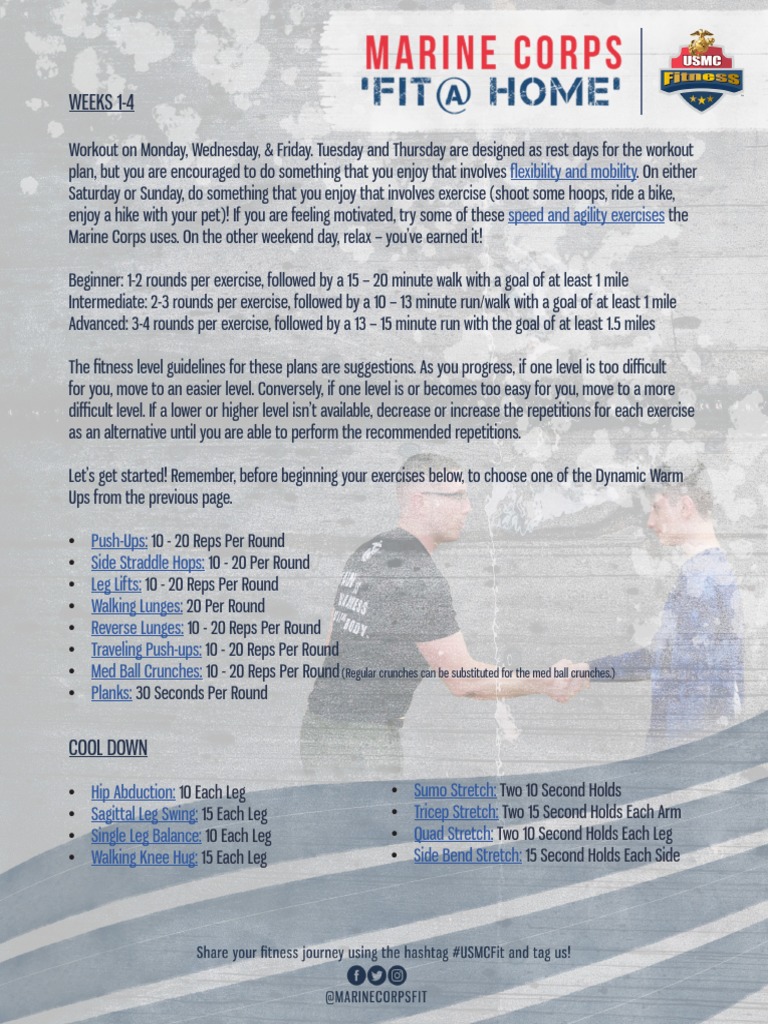 USMC Fit at Home Workout Plan (4 4) | PDF