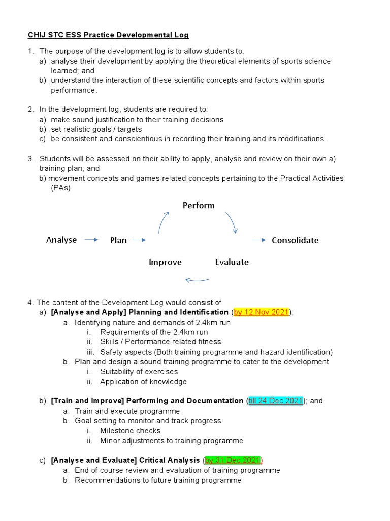 ESS Practice Developmental Log - (2022 WA 1) | PDF | Weakness ...