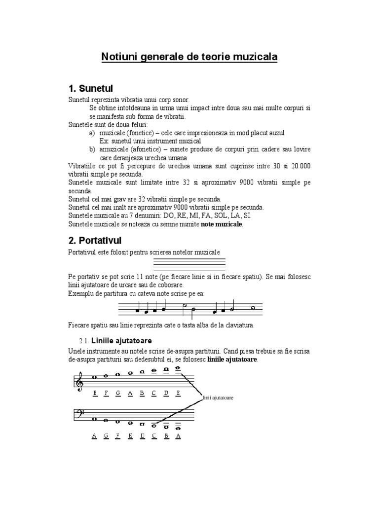 Notiuni Generale de Teorie Muzicala | PDF