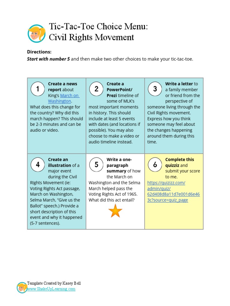 Tic-Tac-Toe Menu Choice Board Hede | PDF | Politics