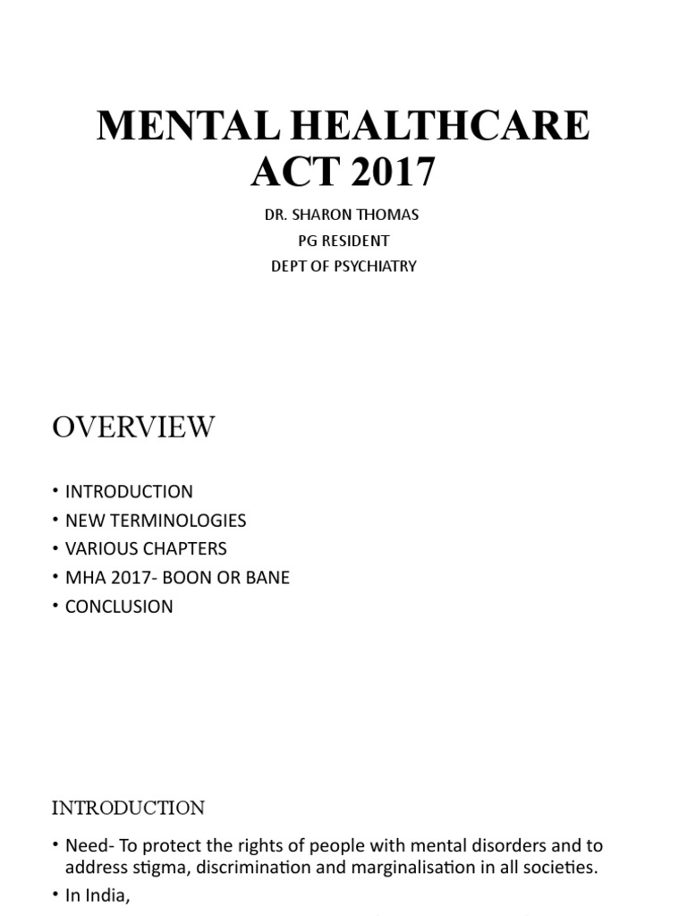 Mental Healthcare Act 2017 | PDF | Mental Disorder | Psychiatry