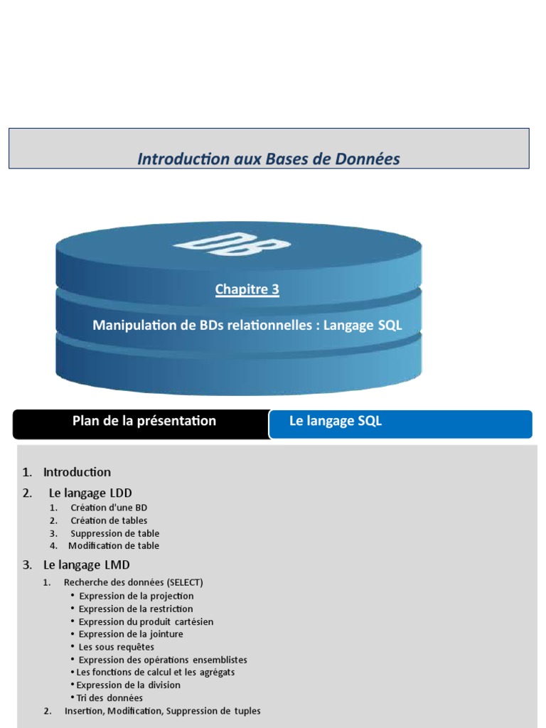 Introduction au langage SQL et BDs | PDF | SQL | Informatique