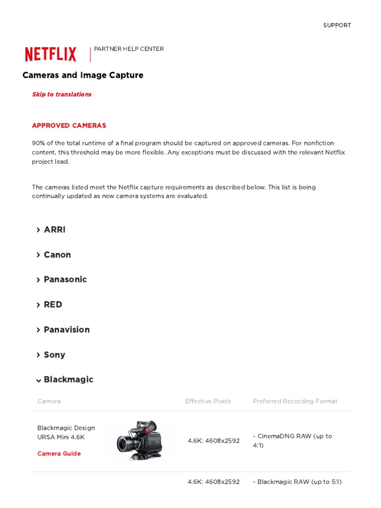 Netflix Cameras and Image Capture - Netflix - Partner Help Center | PDF | Raw Image Format | Vision