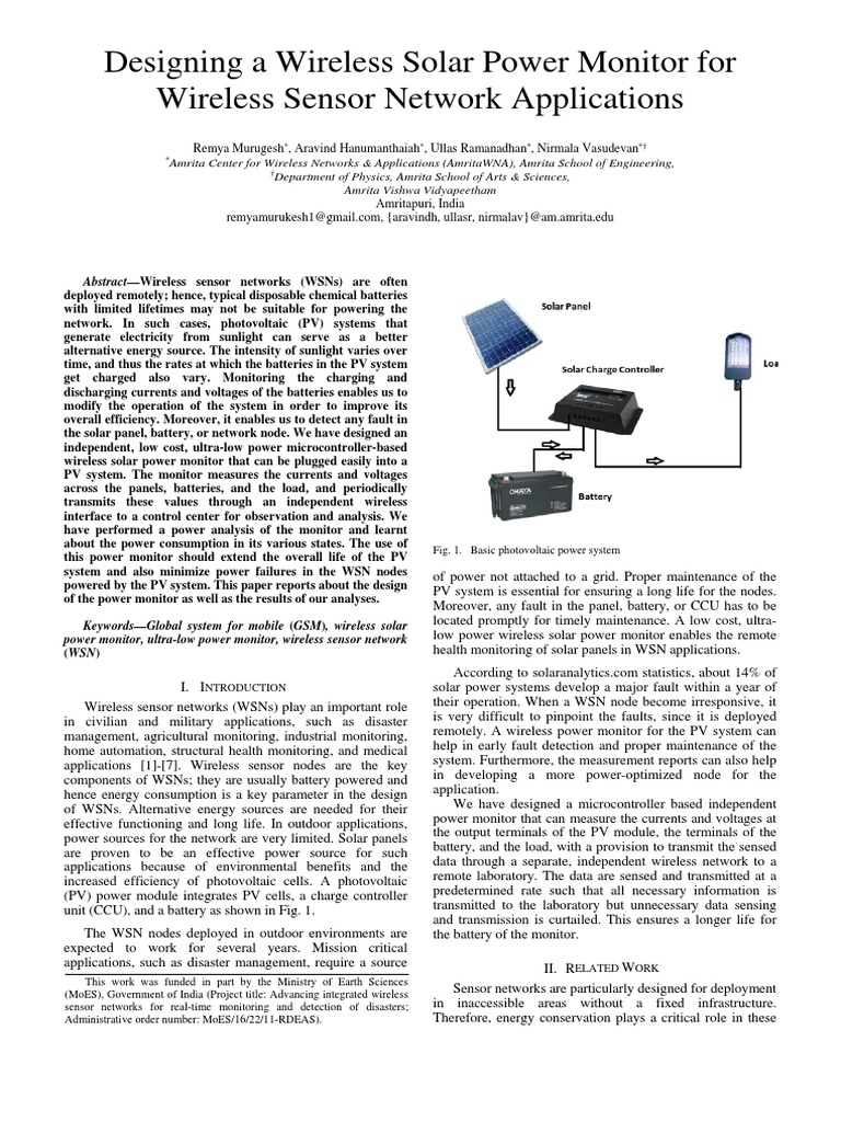 Designing A Wireless Solar Power Monitor For Wireless Sensor Network ...