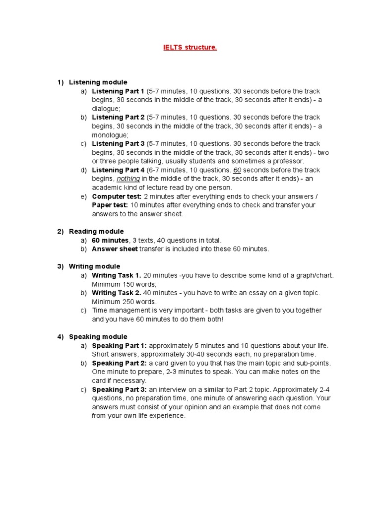 1) Listening Module: IELTS Structure | PDF | Home & Garden