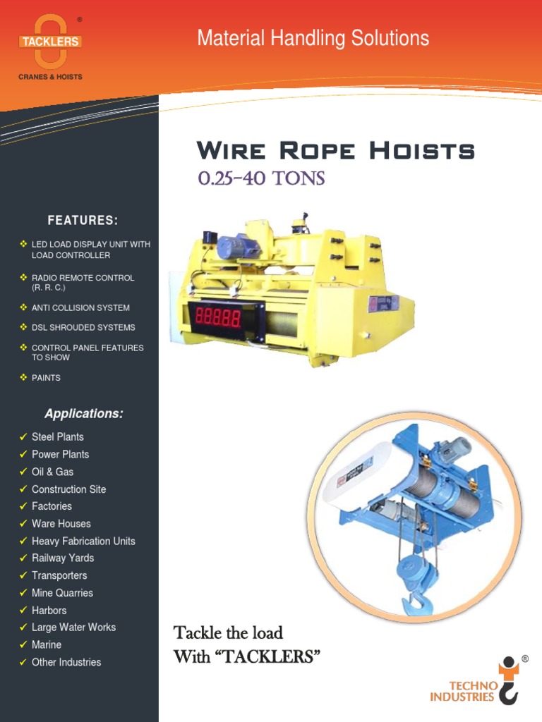 Electric Wire Rope Hoist | PDF | Bearing (Mechanical) | Wire