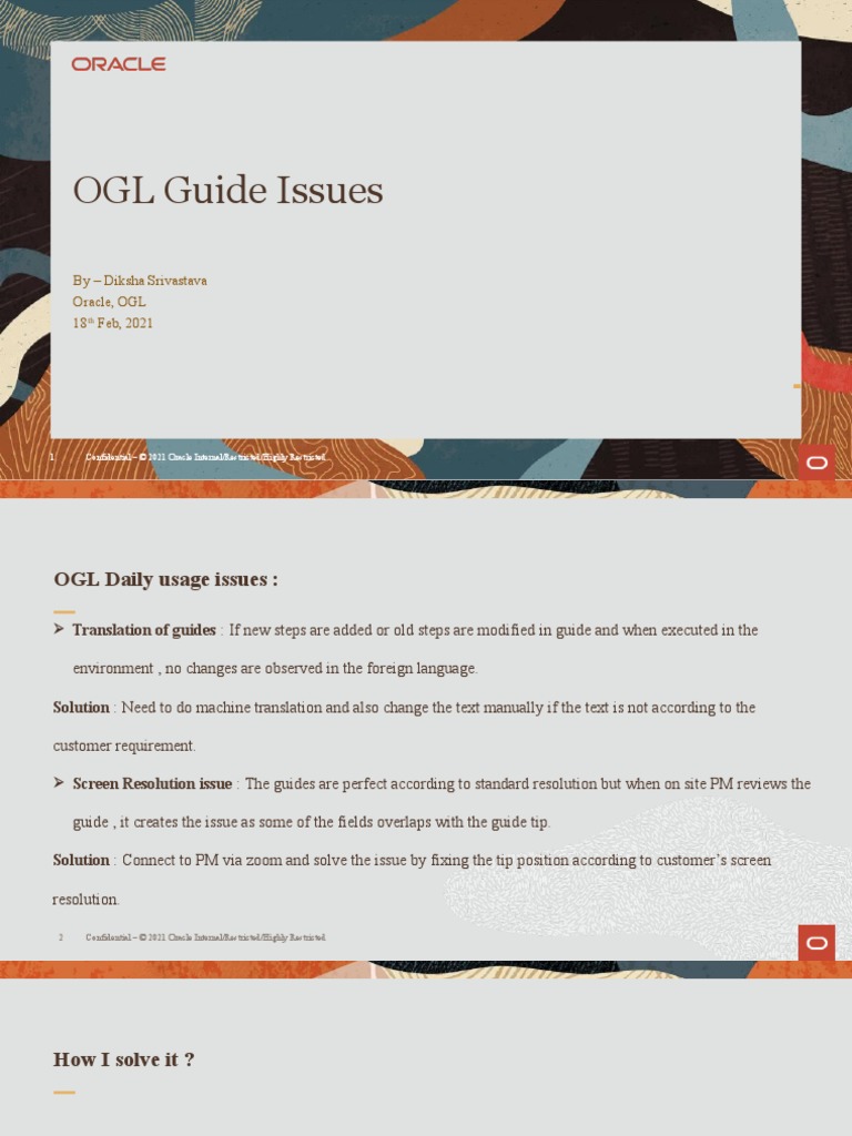 OGL Guide Issues: by - Diksha Srivastava Oracle, OGL 18 Feb, 2021 | PDF