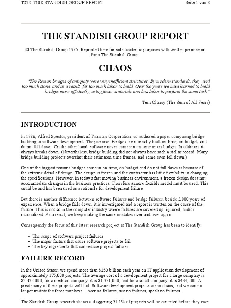 1995 Standish Chaos | PDF | Department Of Motor Vehicles | Strategic ...