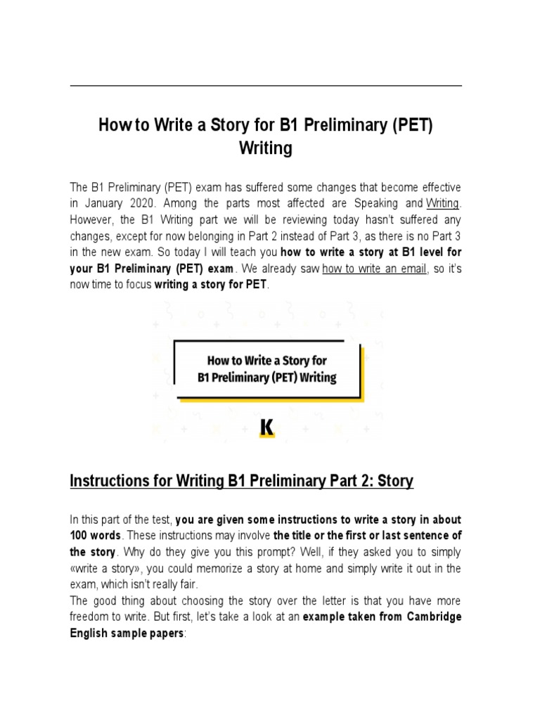 How To Write A Story For B1 Preliminary (PET) Writing | PDF | Paragraph ...
