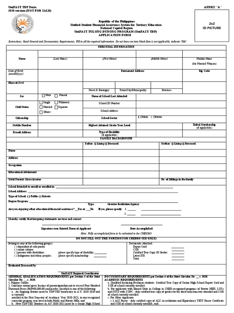 Revised TDP Form | PDF