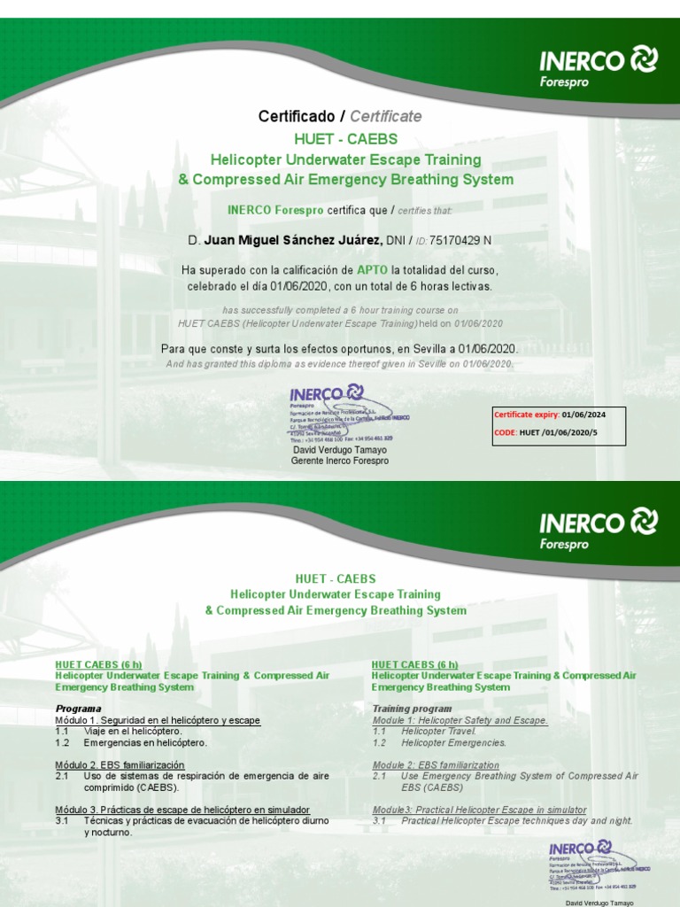 Helicopter Underwater Escape Training (HUET) - 01 Jun 2020 - 01 Jun ...