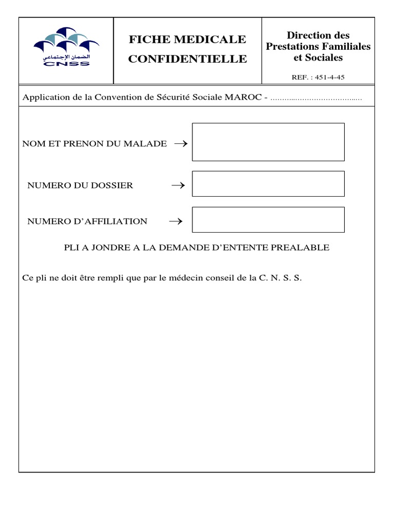 Fiche Medicale Confidentielle | PDF