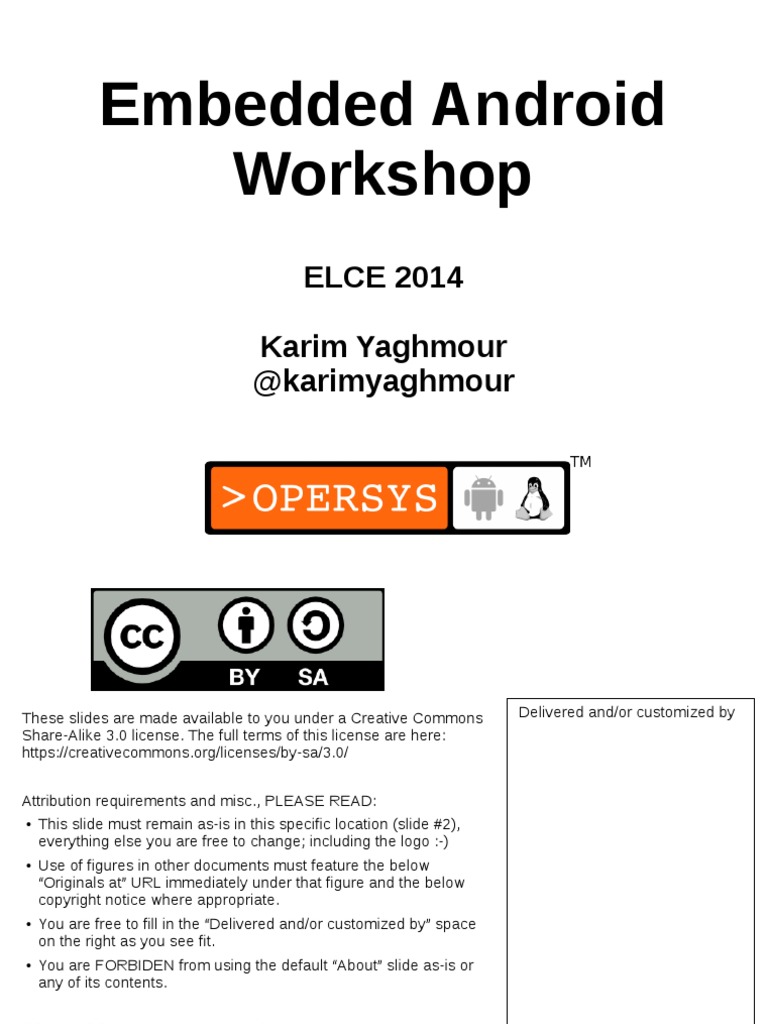 Yaghmour Embedded Android Workshop | PDF | Android (Operating System) | Java (Programming Language)