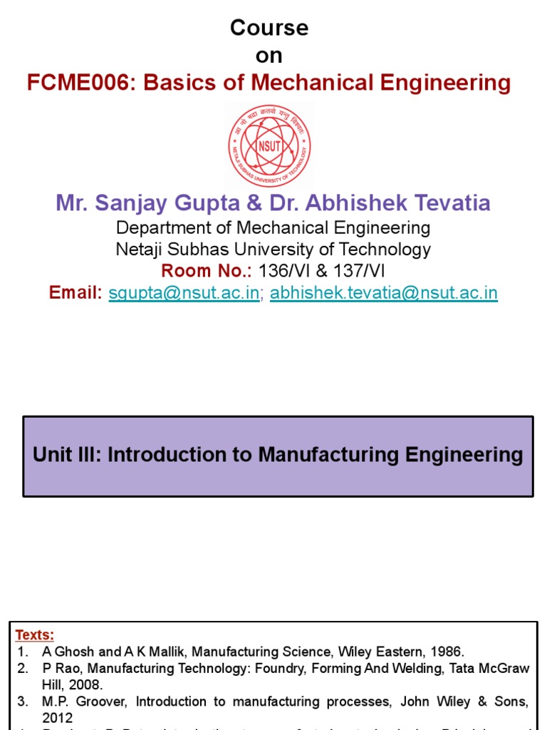 Unit III - Introduction To Manufacturing Engineering | PDF | Welding ...