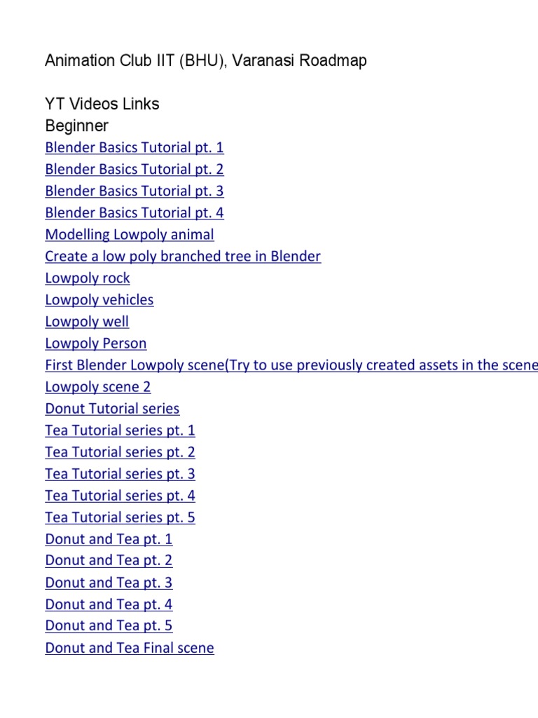 Blender Learning Roadmap for Beginners | PDF | Blender (Software) | 3 D ...