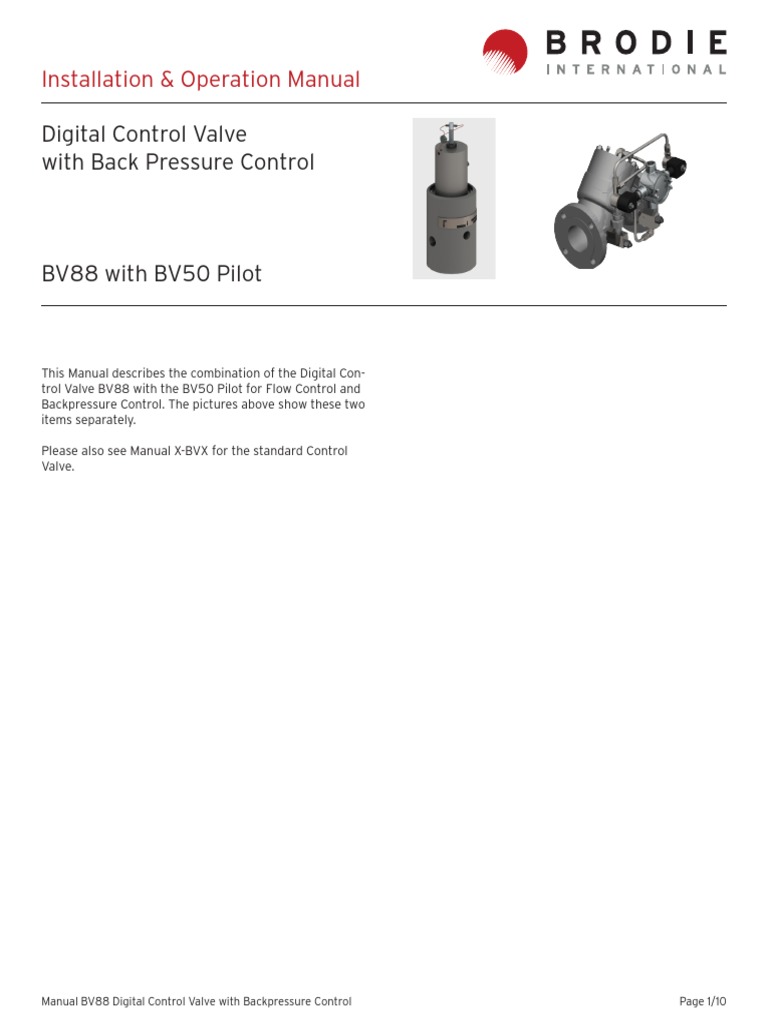 Digital Control Valve With Back Pressure Control: Installation ...