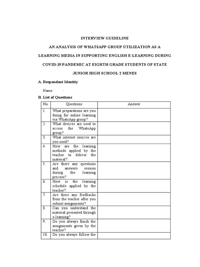 Interview Guideline | PDF