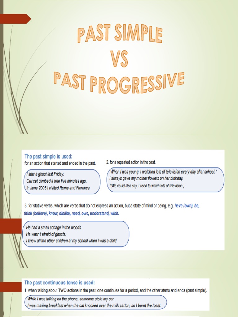 Past Simple Vs Past Progressive | PDF