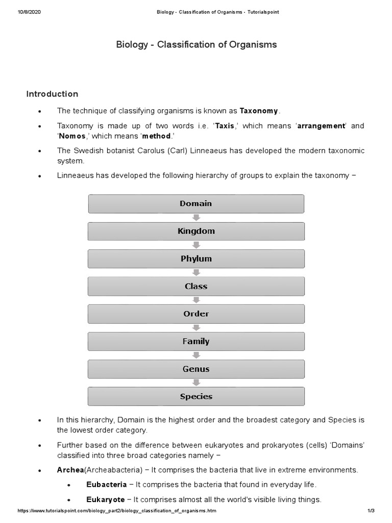 Intro to Biological Taxonomy | PDF | Organisms | Eukaryotes