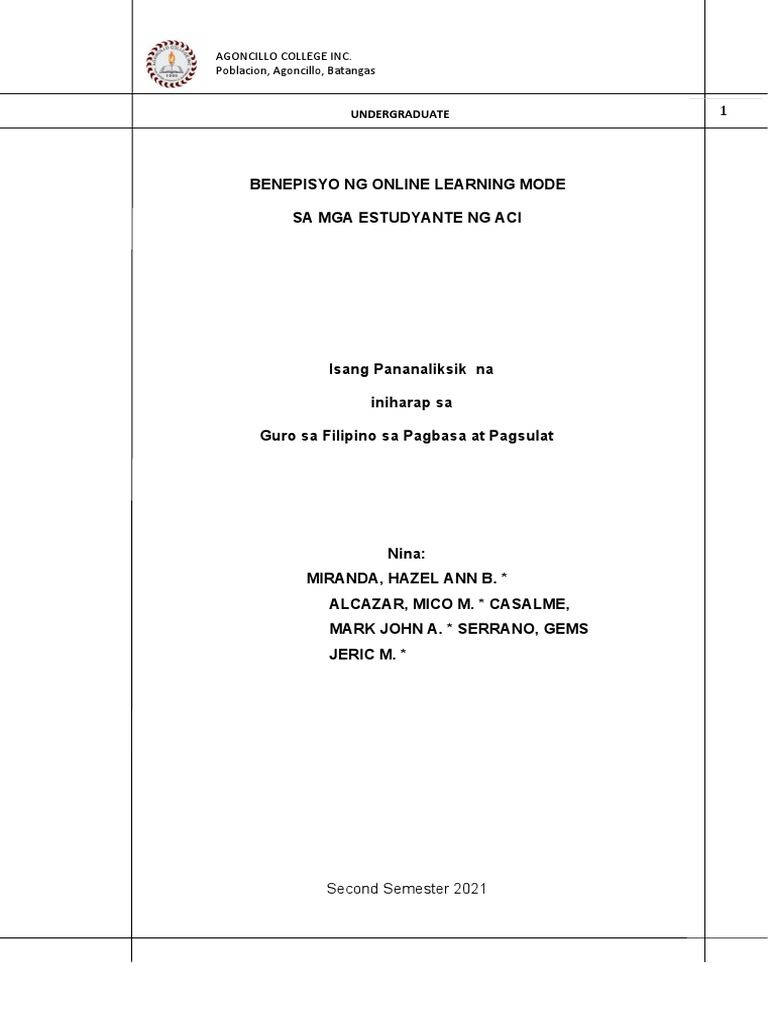 Sample Pananaliksik Pdf