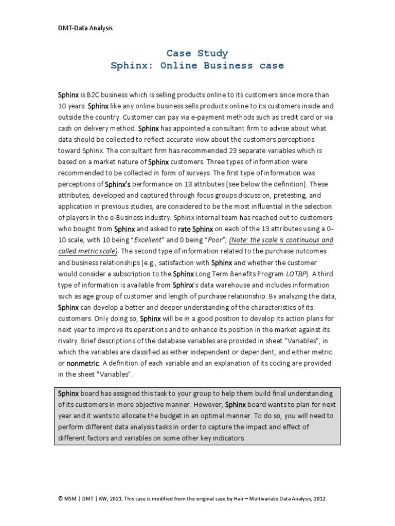 DMT-Case Study-Sphinx-Online قديم | PDF | Electronic Business | Business