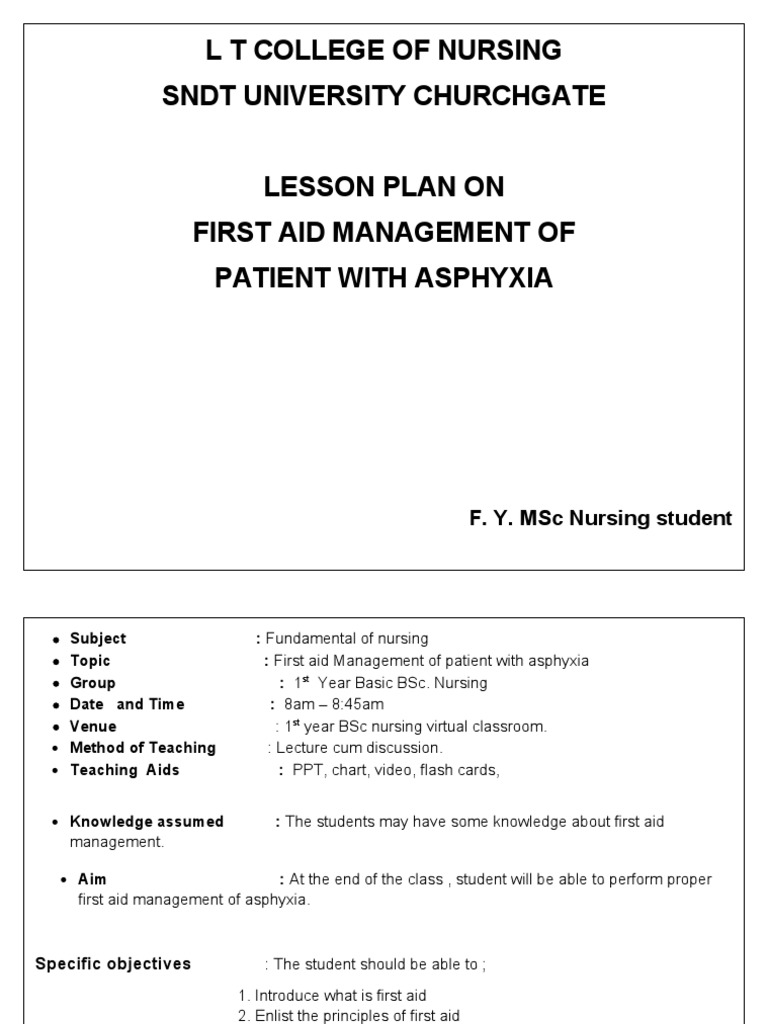 First Aid of Asphyxia | PDF | Clinical Medicine | Medical Specialties