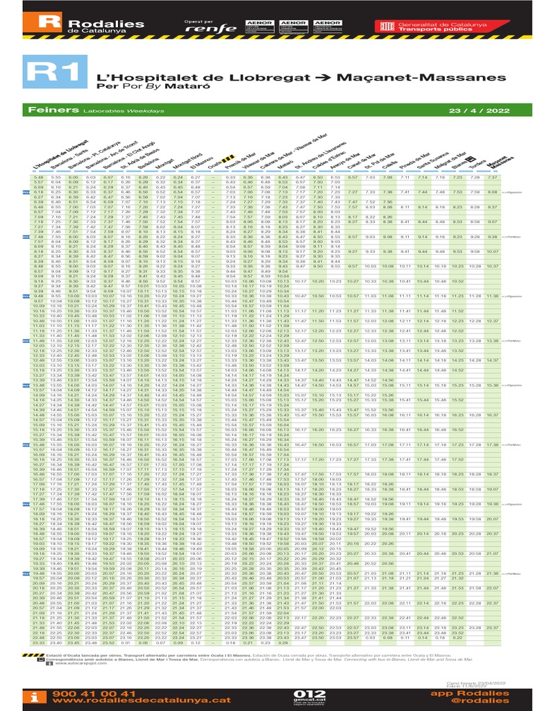 Rodalies Horarios | PDF Rodalies Horarios | PDF