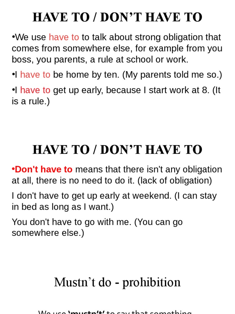 Have To Dont Have To Grammar Guides 128156 | PDF | Self-Improvement ...