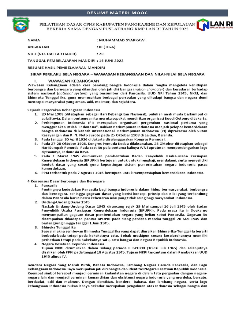 Resume Wawasan Kebangsaan | PDF