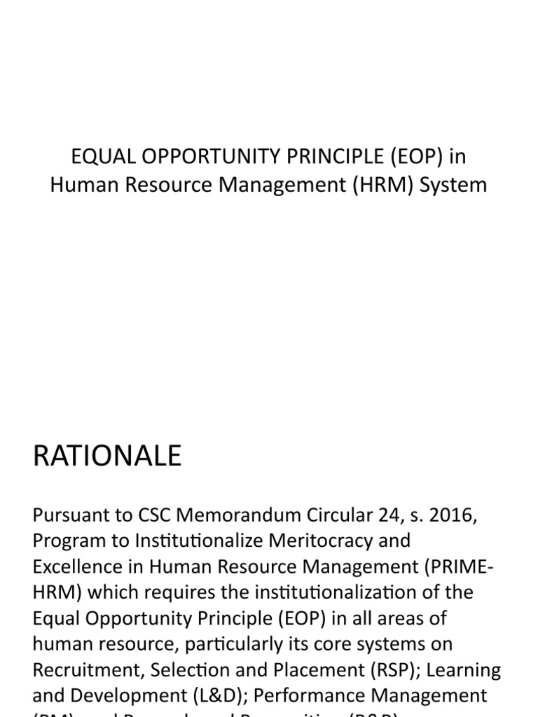 Equal Opportunity Principle (Eop) in Human | PDF | Human Resource ...