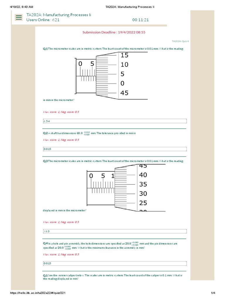 TA202A - Manufacturing Processes Ii | PDF | Metrology