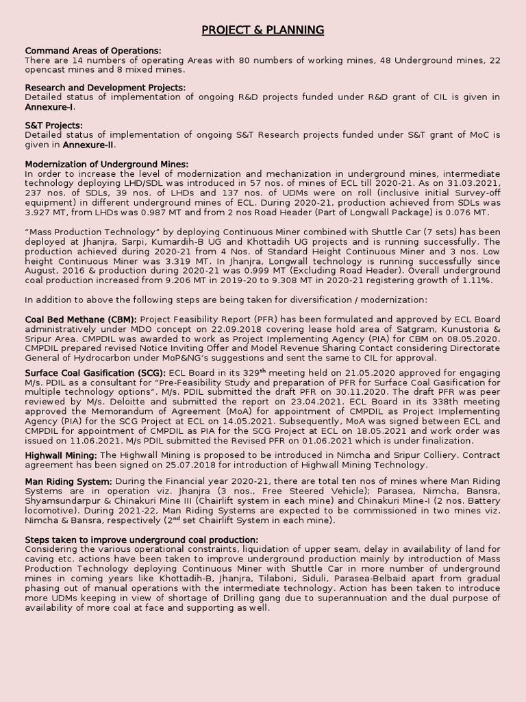 Project & Planning | PDF | Coal Mining | Mining