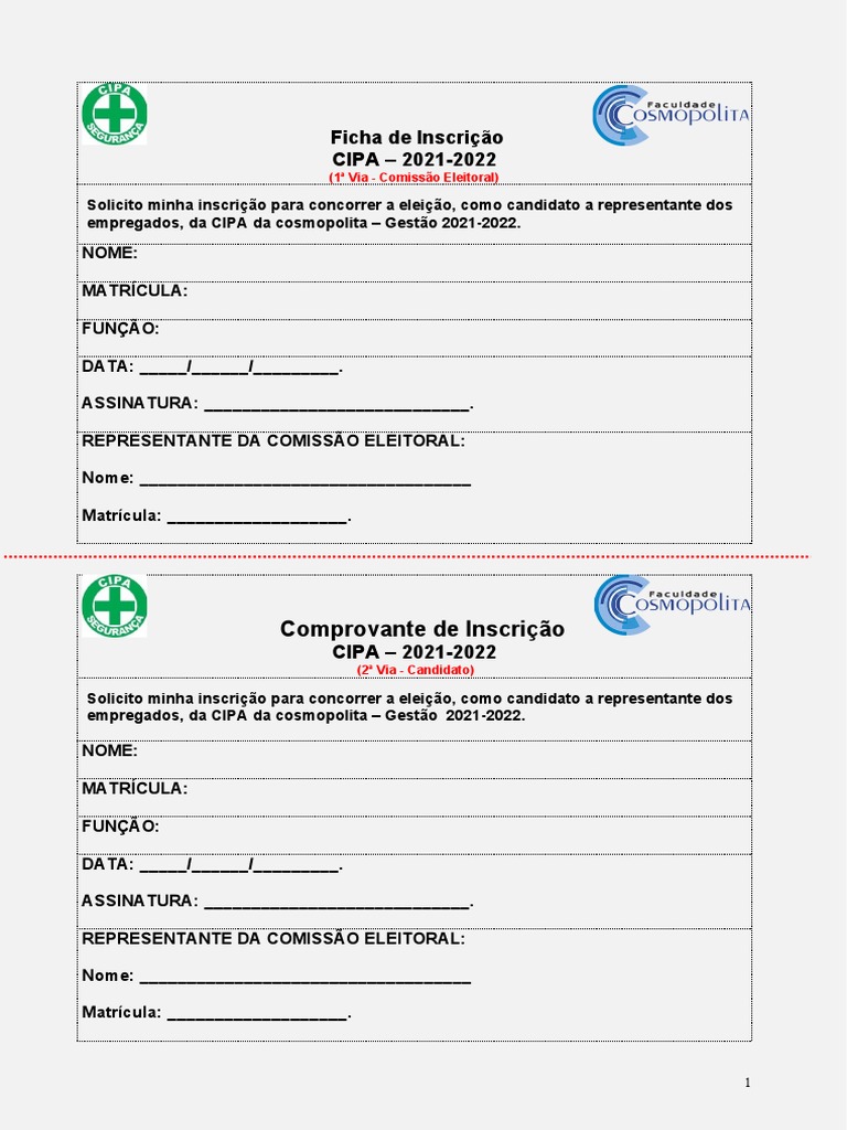 Formulario de Inscricao Da CIPA | PDF