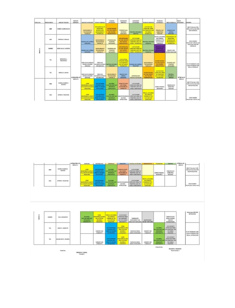 2nd Sem Schedule | PDF