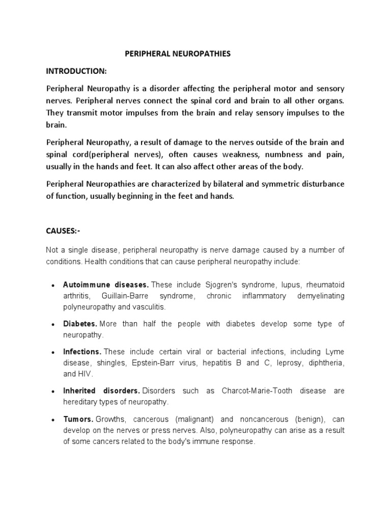Peripheral Neuropathy | PDF | Peripheral Neuropathy | Medical Specialties