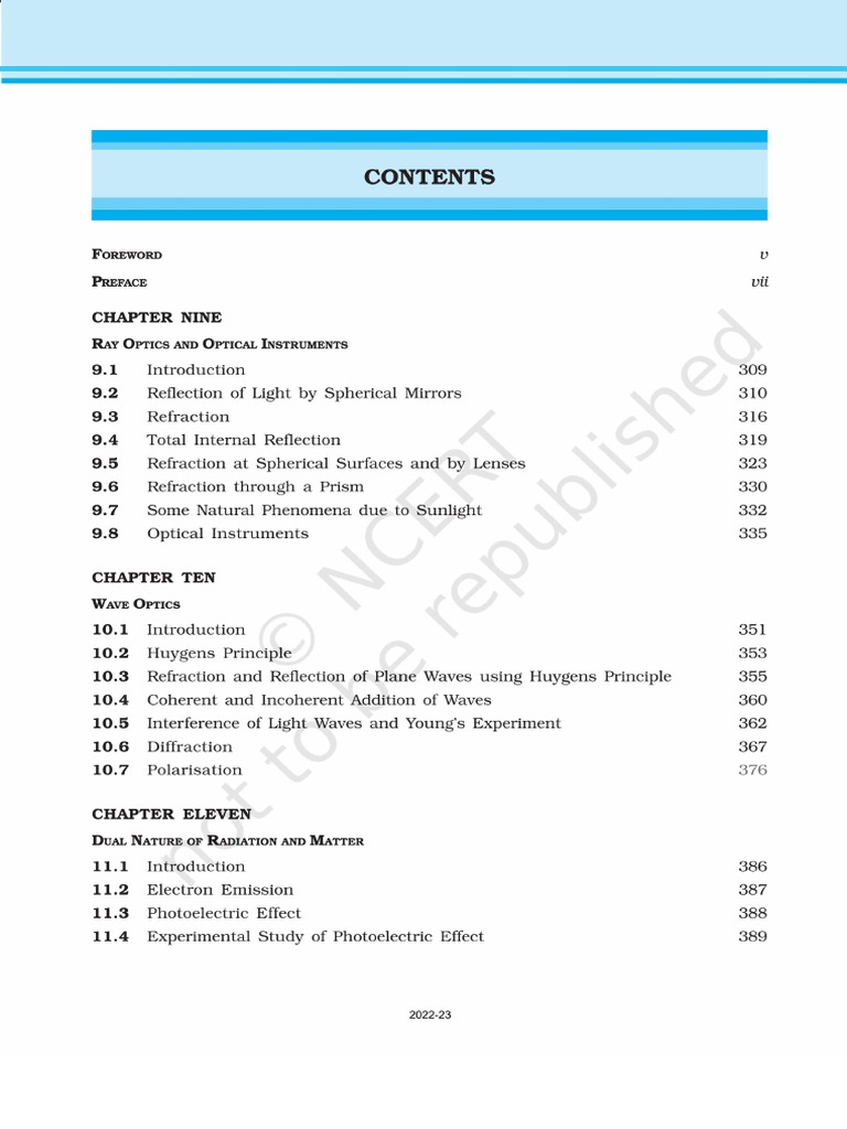 PUC Karnataka Physics Textbook Contents | PDF