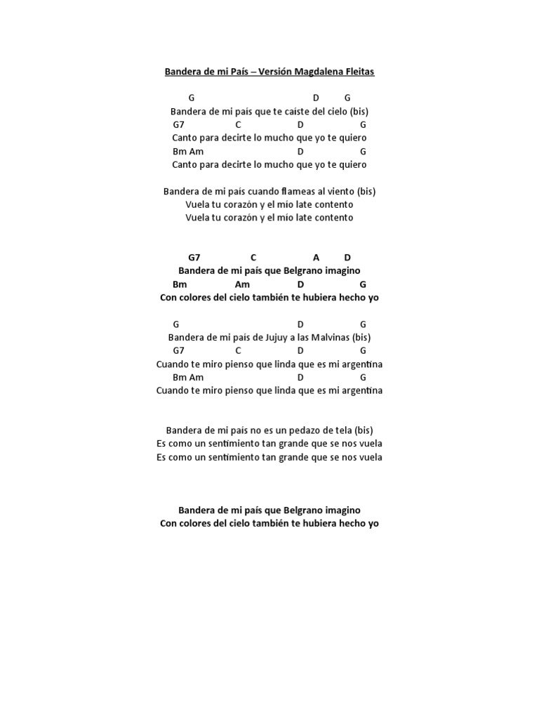 Bandera de Mi País - Magdalena Fleitas (Letra y Acordes) | PDF