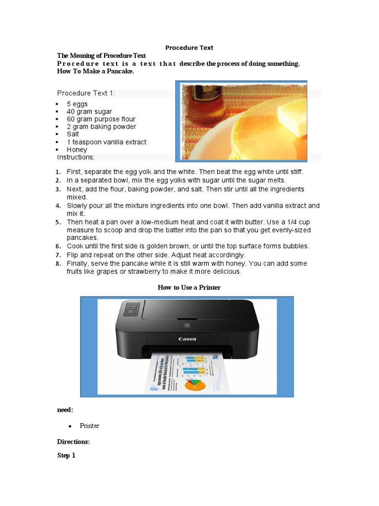 Procedure Text in English | PDF | Camera | Pancake