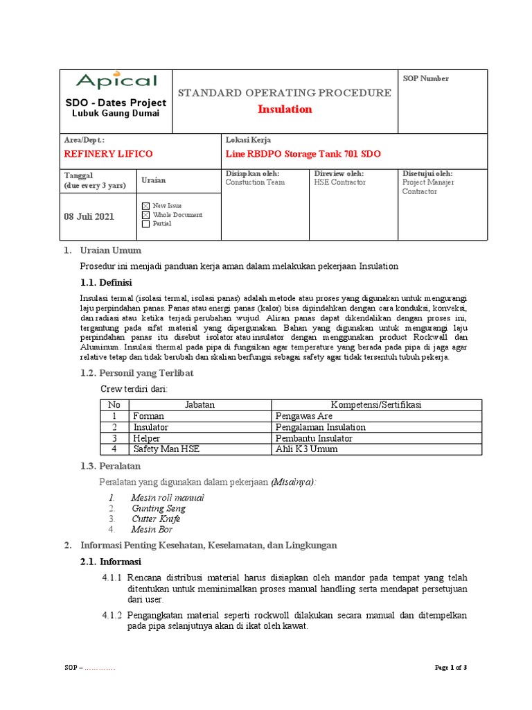 SOP Form SDO INSULATION | PDF