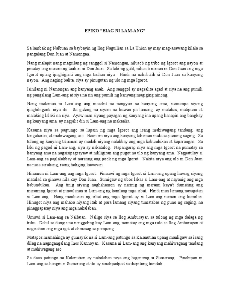 Epiko Biag Ni Lam Ang | PDF