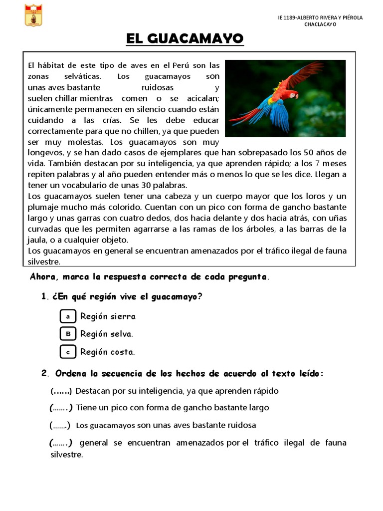 Características del Guacamayo en Perú | PDF | Hogar, jardinería y bricolaje