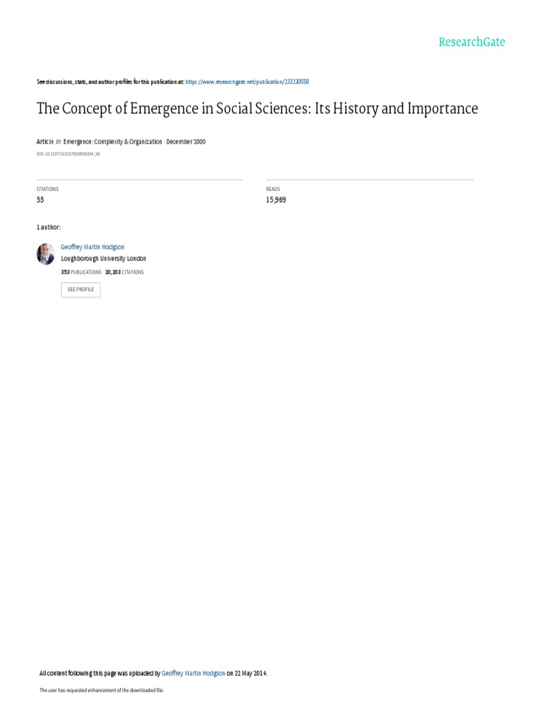 The Concept of Emergence in Social Sciences Its Hi | PDF | Relativism ...