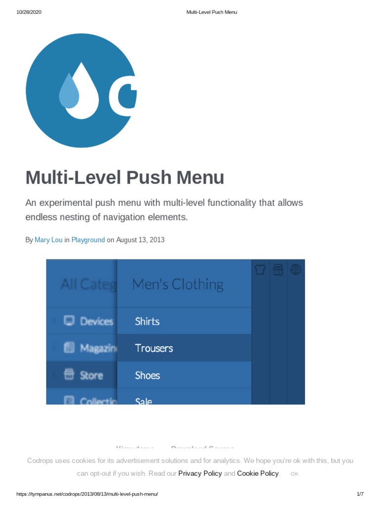Multi-Level Push Menu | Download Free PDF | Http Cookie | Menu (Computing)