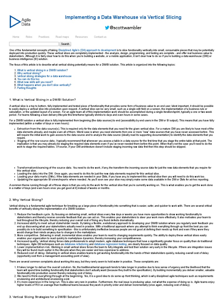 Implementing A Data Warehouse Via Vertical Slicing | PDF | Agile ...