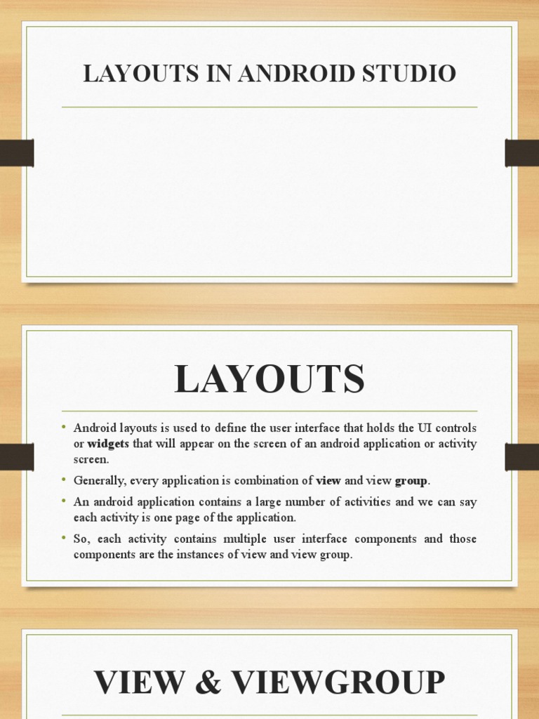 Layouts in Android Studio | PDF | Page Layout | User Interface