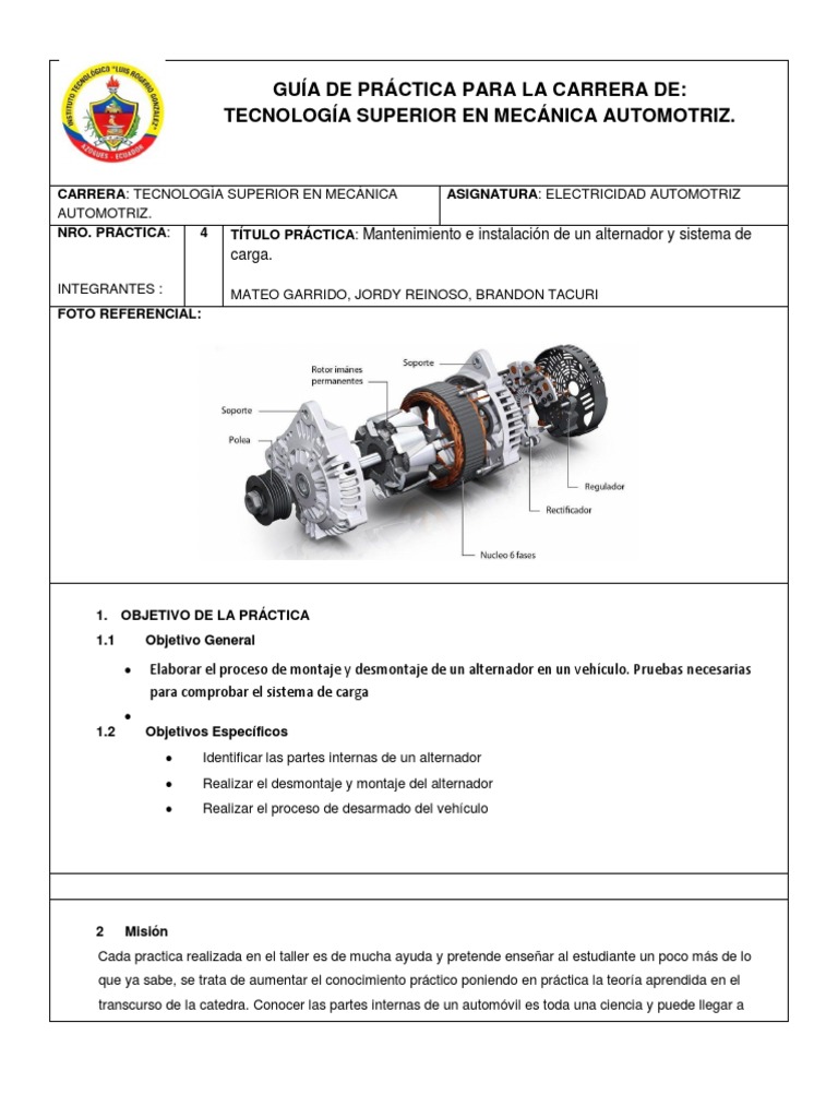 Practica Alternador | PDF | Inductor | Corriente eléctrica